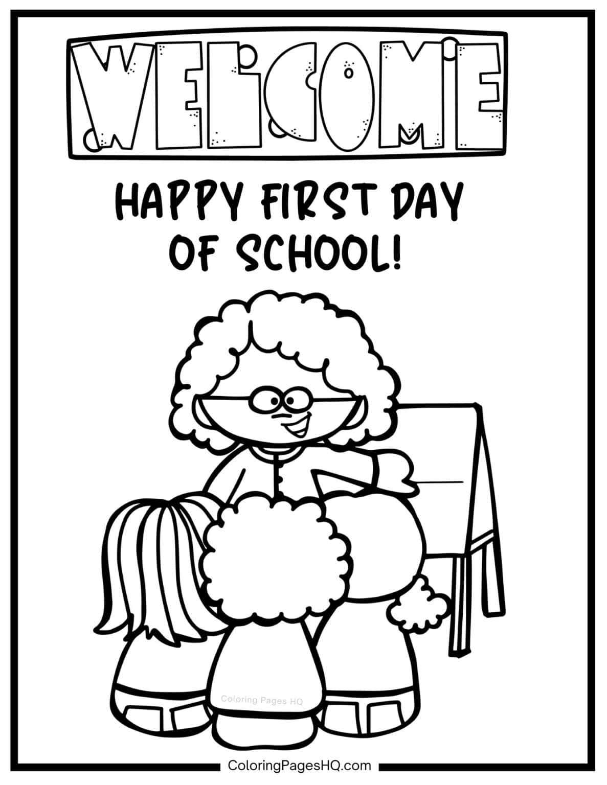 Happy First Day of School Coloring Pages (Free PDF Printables ...