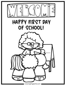 Happy First Day of School Coloring Pages (Free PDF Printables ...