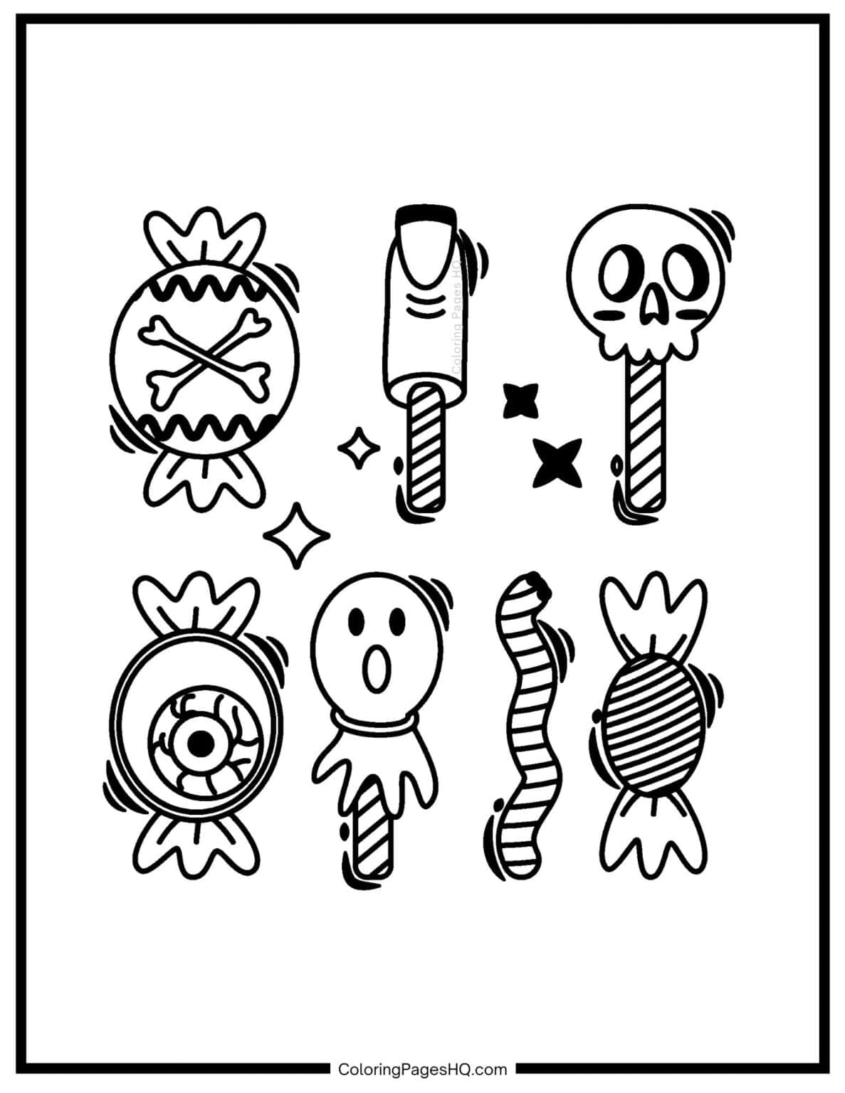 Halloween Candy Coloring Pages (Free PDF Printables) - Coloring Pages HQ