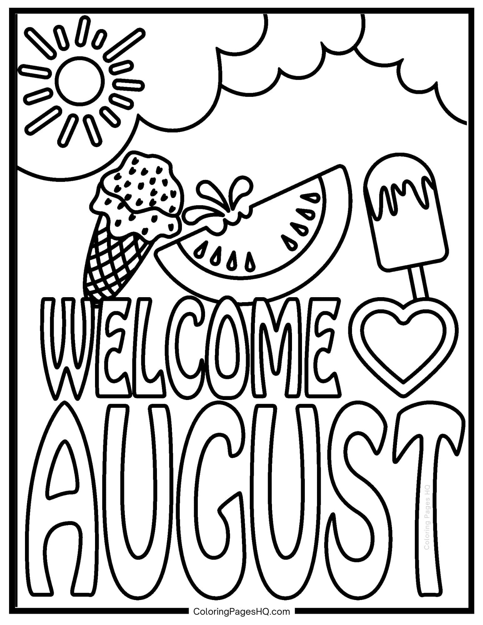 Cute August Coloring Pages (Free PDF Printables) - Coloring Pages HQ