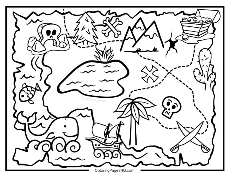 Fun Treasure Map Coloring Maps (Free PDF Printables) - Coloring Pages HQ