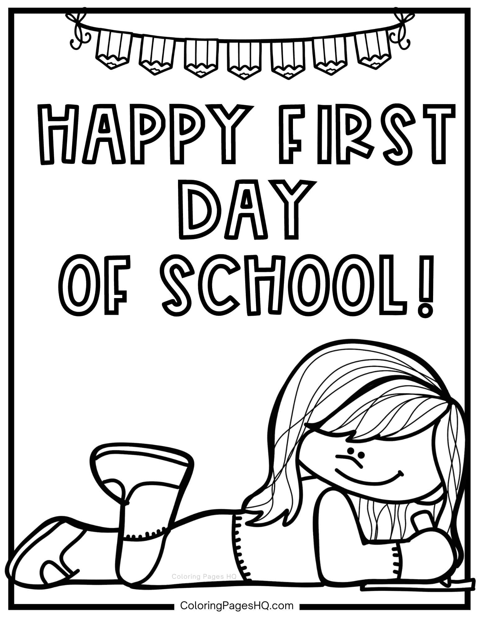 Happy First Day of School Coloring Pages (Free PDF Printables ...