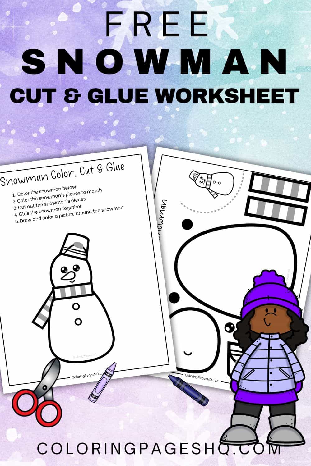 Snowman Cut and Glue Worksheet (Free PDF Printables) - Coloring Pages HQ