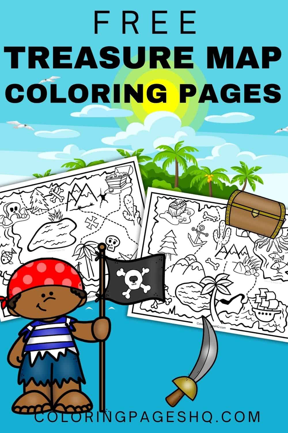 Fun Treasure Map Coloring Maps (Free PDF Printables) - Coloring Pages HQ