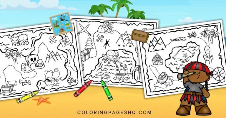 Fun Treasure Map Coloring Maps (Free PDF Printables) - Coloring Pages HQ