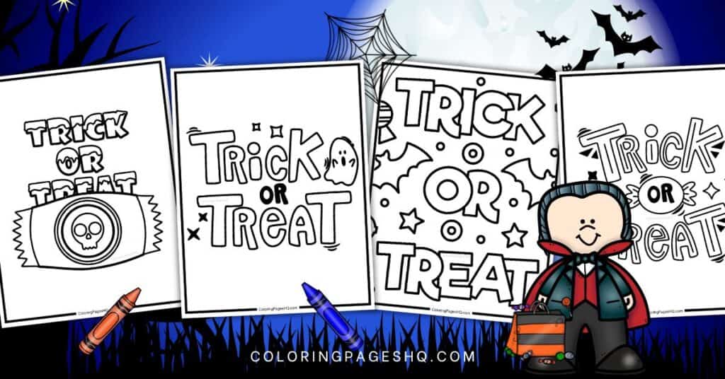 Cute Trick or Treat Coloring Pages (Free PDF Printables) - Coloring ...