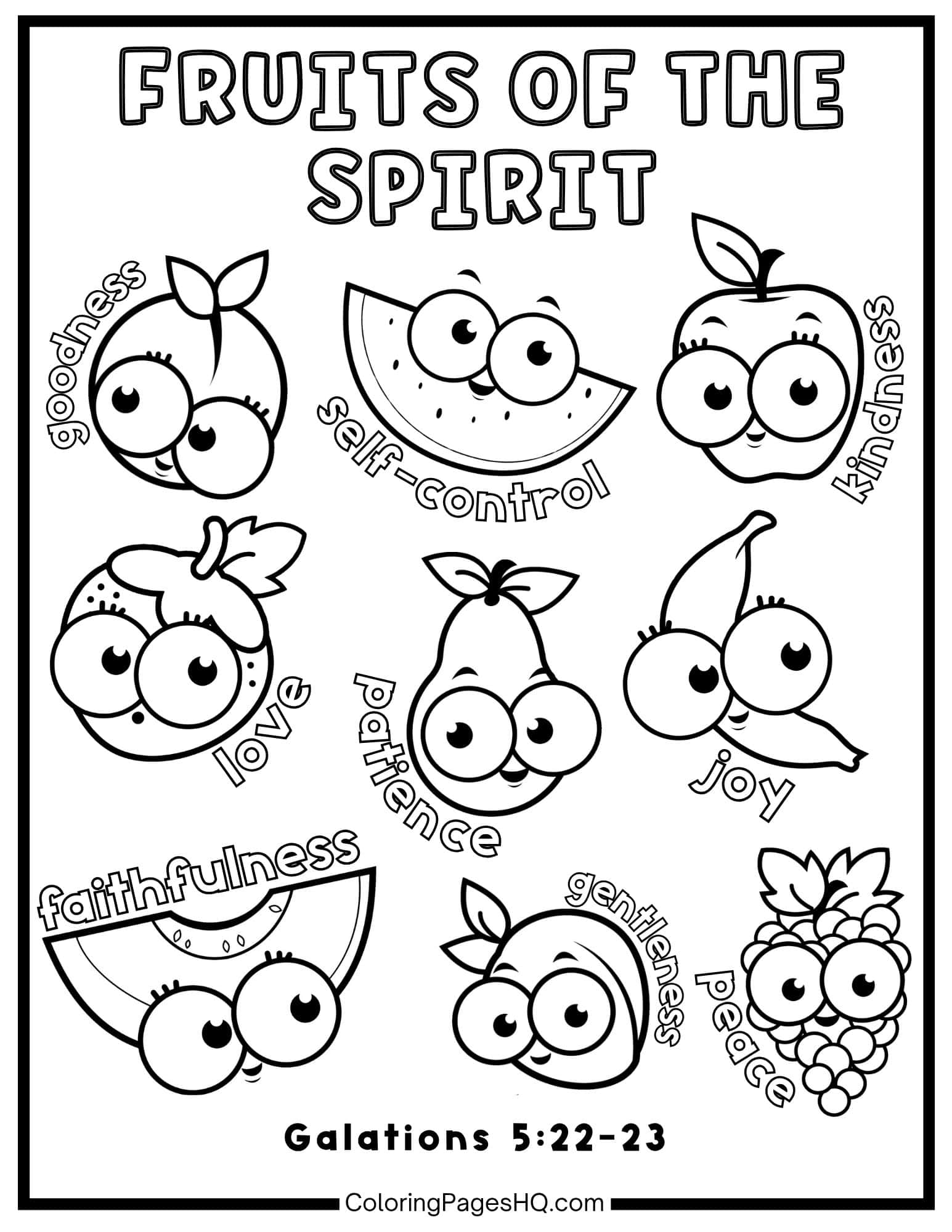 Cute Fruit of the Spirit Coloring Pages (Free PDF Printables ...