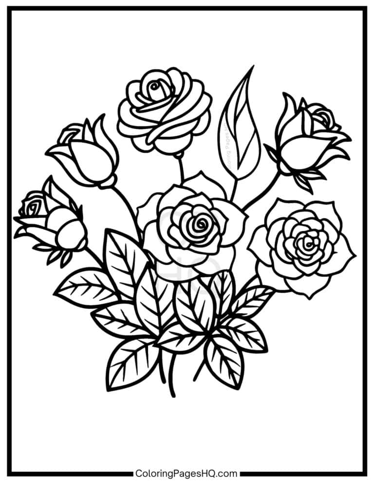Pretty Rose Coloring Pages (Free PDF Printables) - Coloring Pages HQ