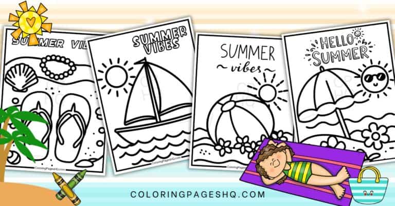 37 Easy to Color Summer Vibes Coloring Pages (Free PDF Printables ...