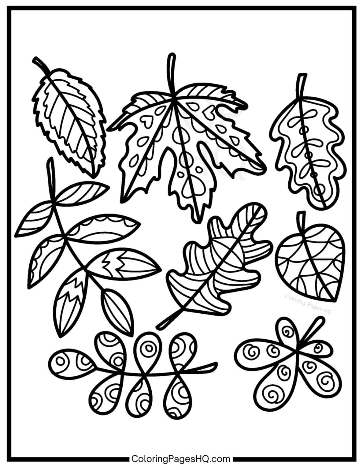 Leaf Coloring Pages (Free PDF Printables) - Coloring Pages HQ