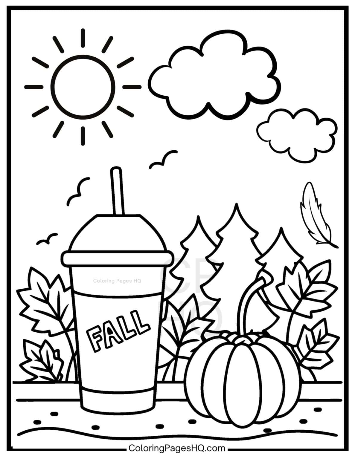 Cute Fall Things to Color (Free PDF Printables) - Coloring Pages HQ