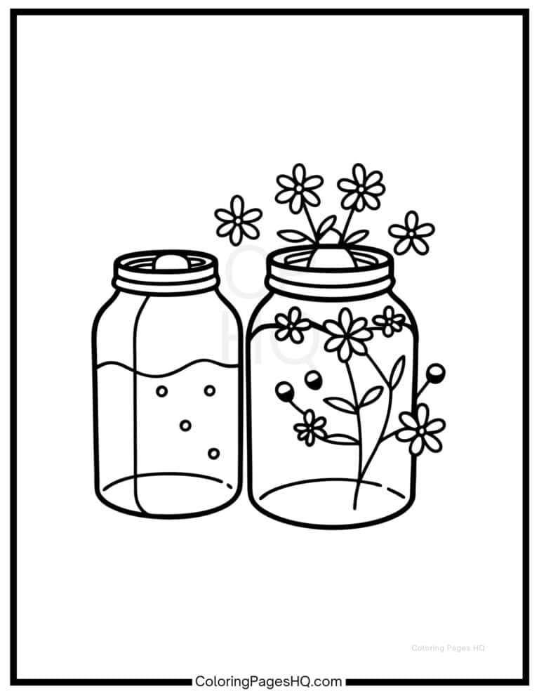 Cute Spring Jars Coloring Pages (Free PDF Printables) - Coloring Pages HQ