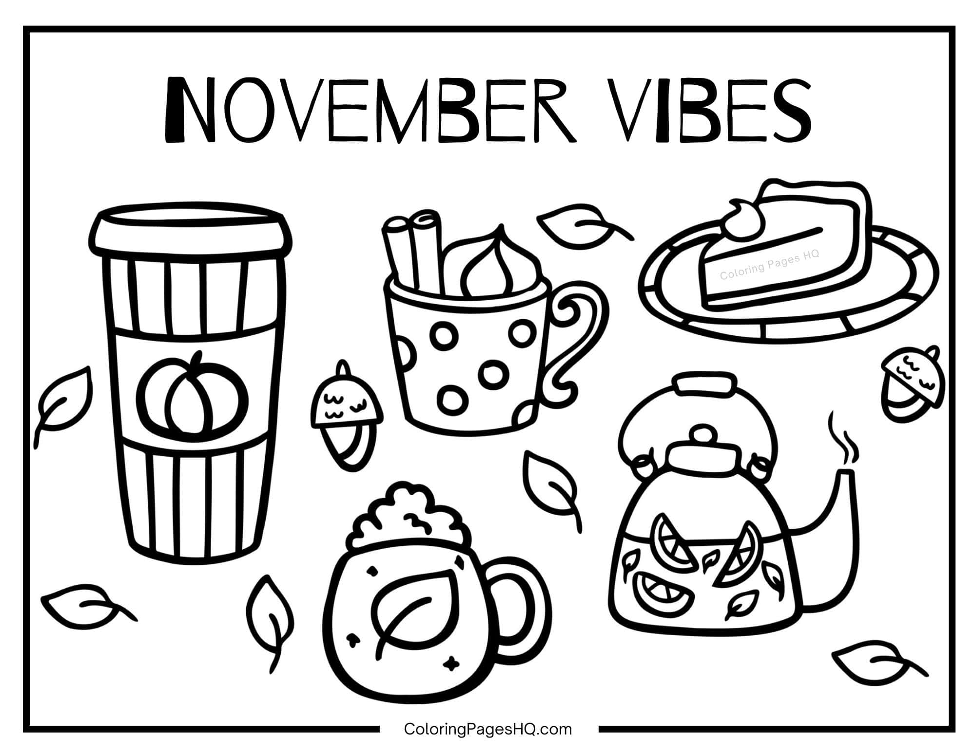 Cute November Coloring Pages (Free PDF Printables) - Coloring Pages HQ