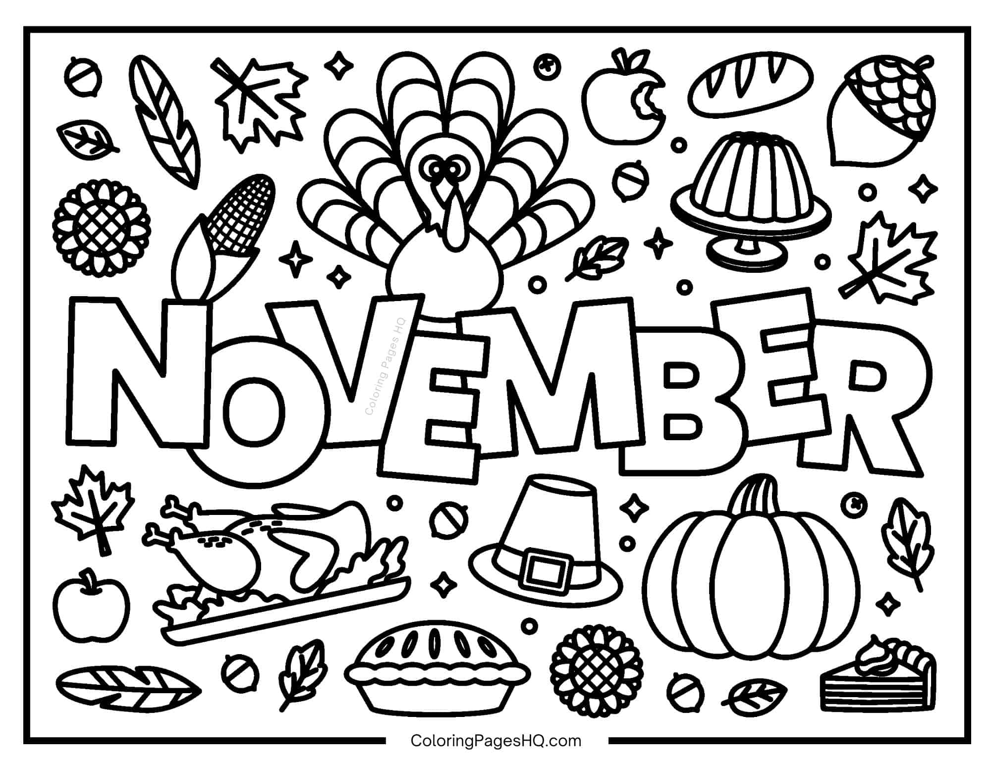 Cute November Coloring Pages (Free PDF Printables) - Coloring Pages HQ
