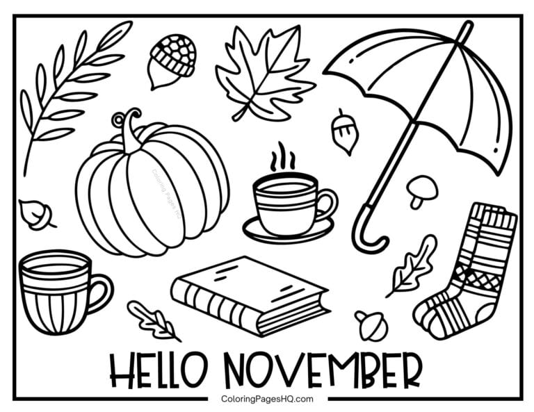 Cute November Coloring Pages (Free PDF Printables) - Coloring Pages HQ