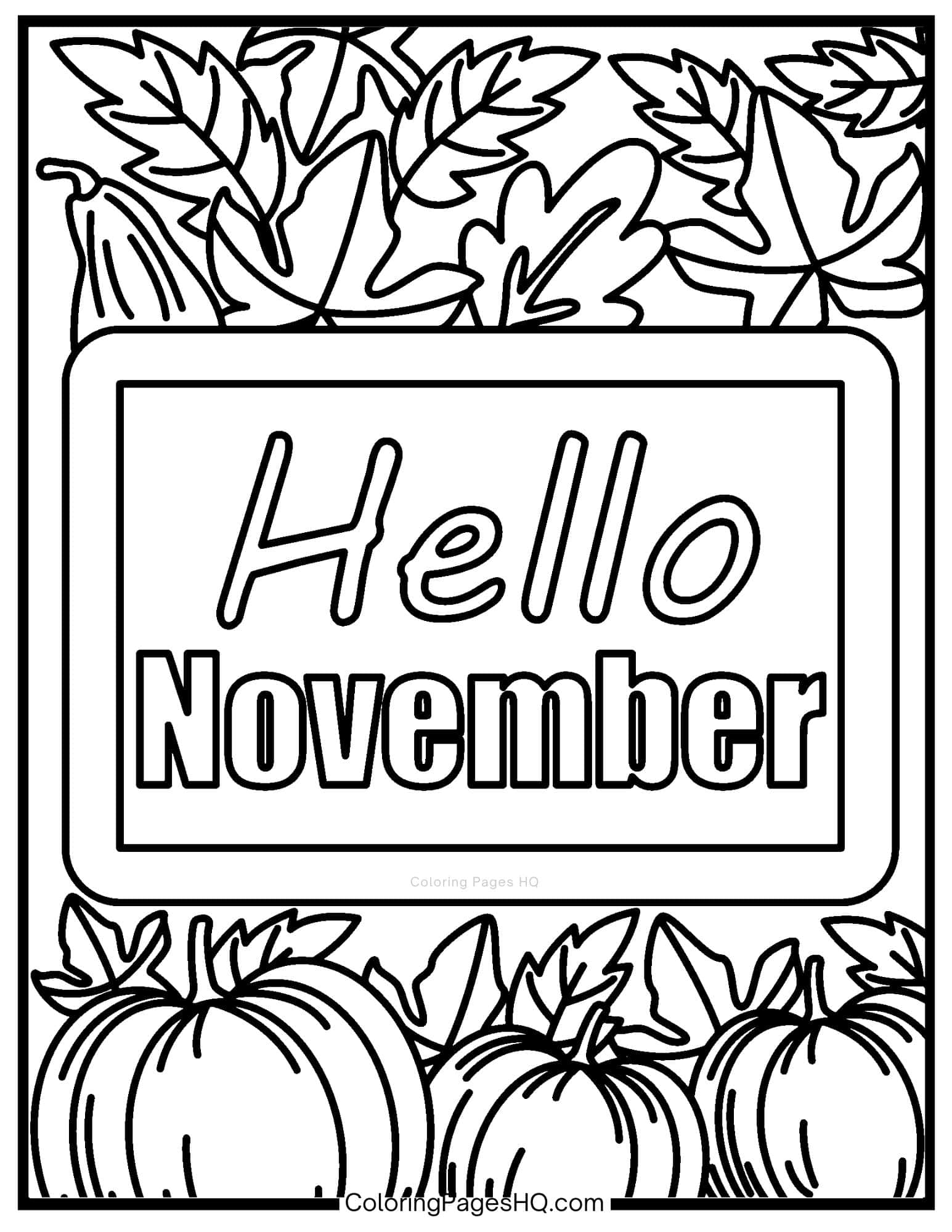 Cute November Coloring Pages (Free PDF Printables) - Coloring Pages HQ