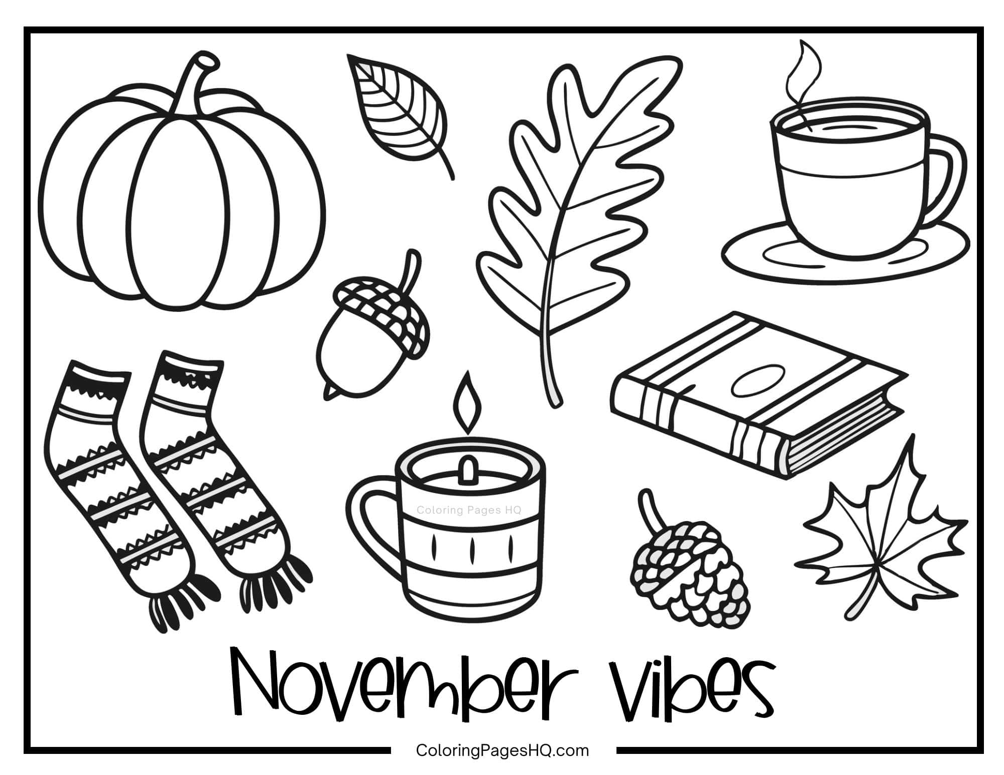 Cute November Coloring Pages (Free PDF Printables) - Coloring Pages HQ