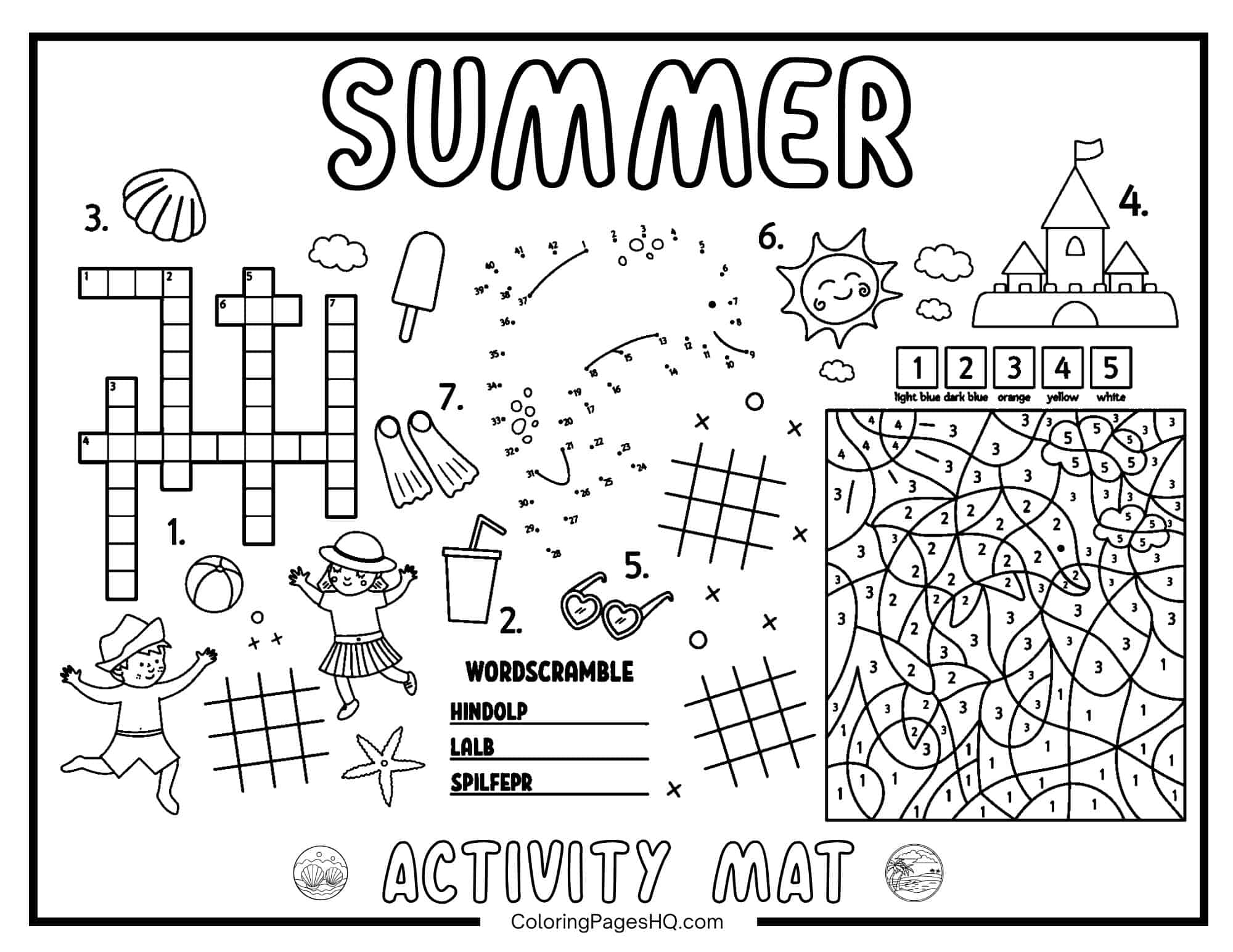Cute Summer Activity Mats (Free PDF Printables) - Coloring Pages HQ