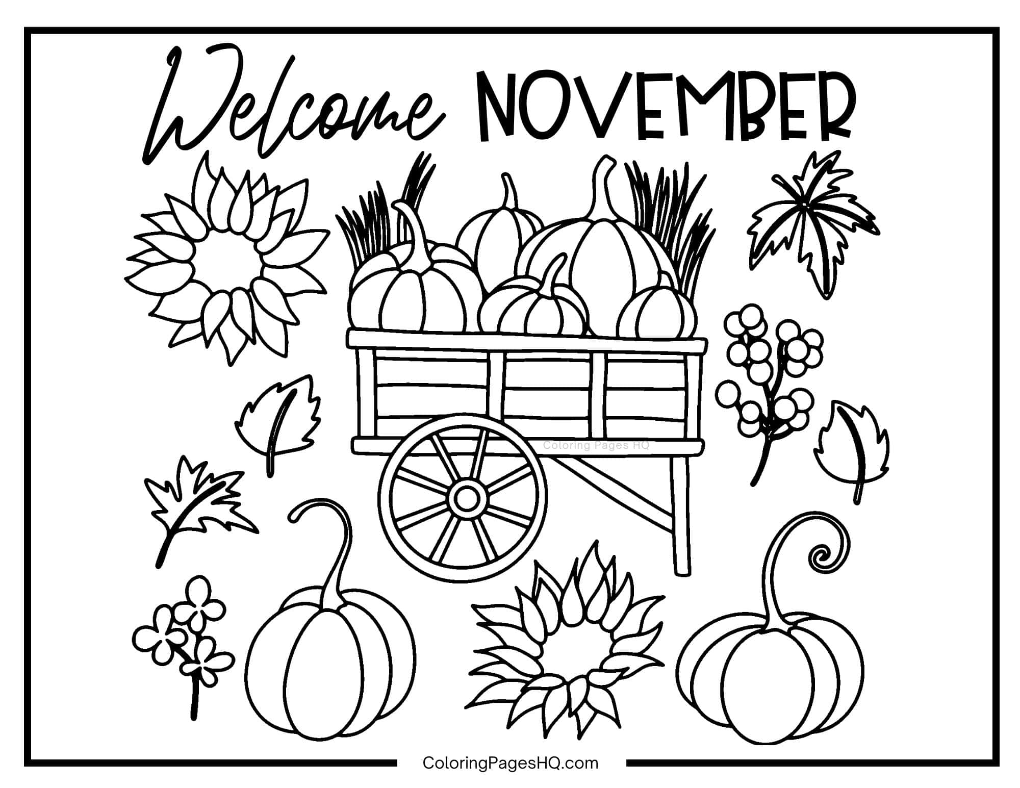 Cute November Coloring Pages (Free PDF Printables) - Coloring Pages HQ