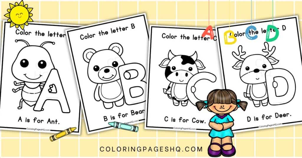 Cute Preschool Animal Alphabet Coloring Pages (Free PDF Printables ...
