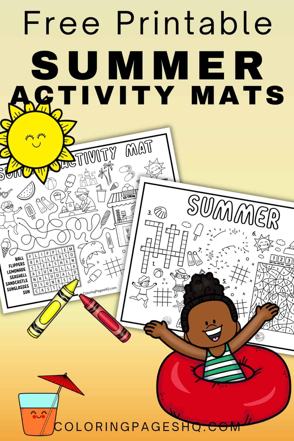 Cute Summer Activity Mats (Free PDF Printables) - Coloring Pages HQ