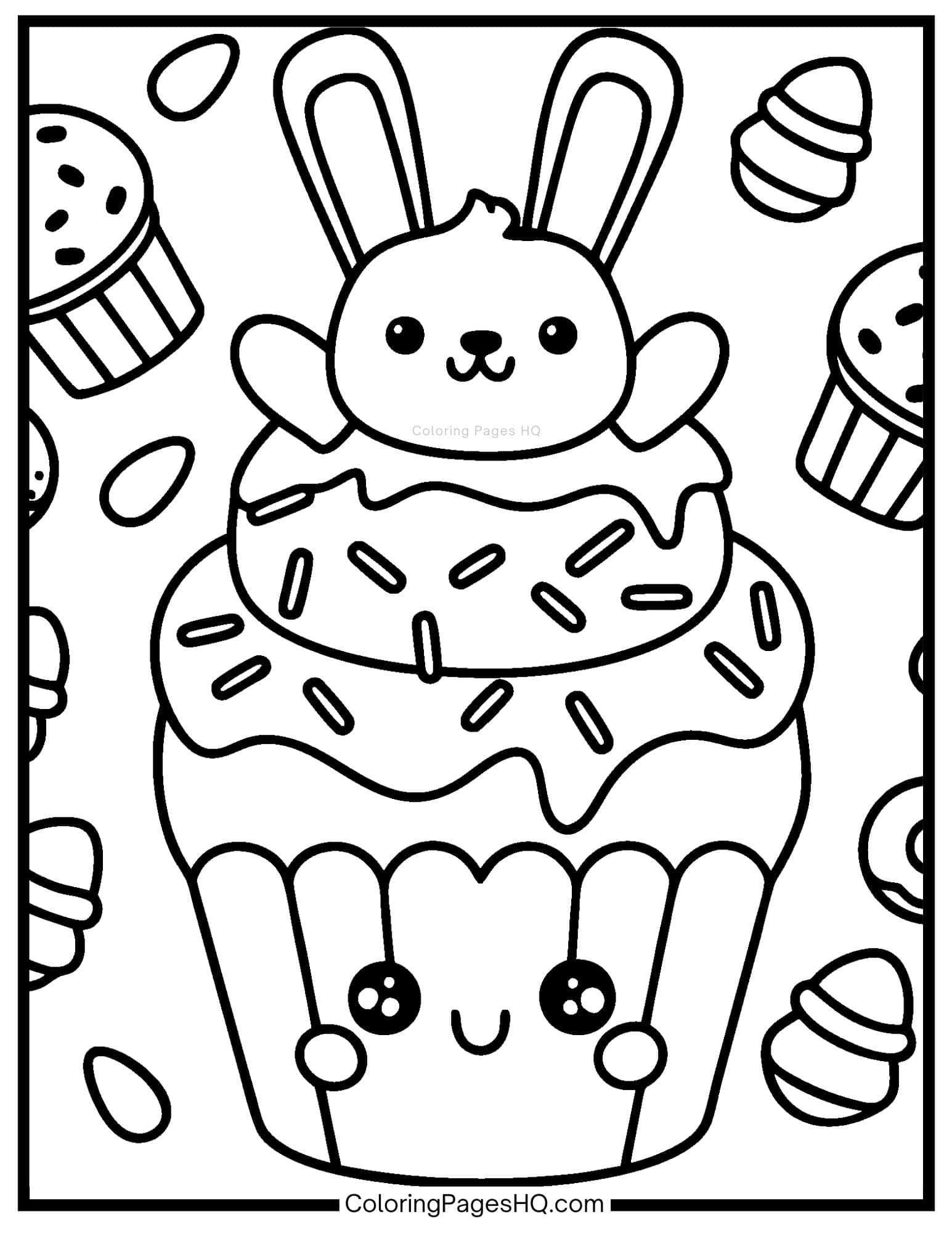 Cute Cupcake Coloring Pages (Free PDF Printables) - Coloring Pages HQ
