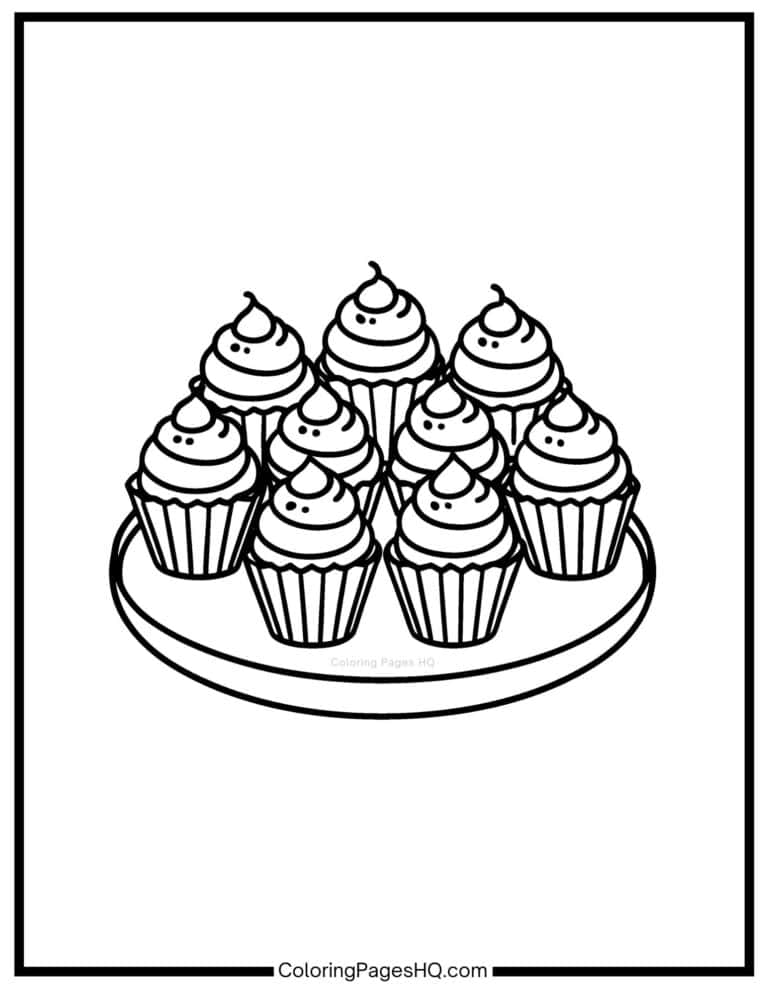 Cute Cupcake Coloring Pages (Free PDF Printables) - Coloring Pages HQ