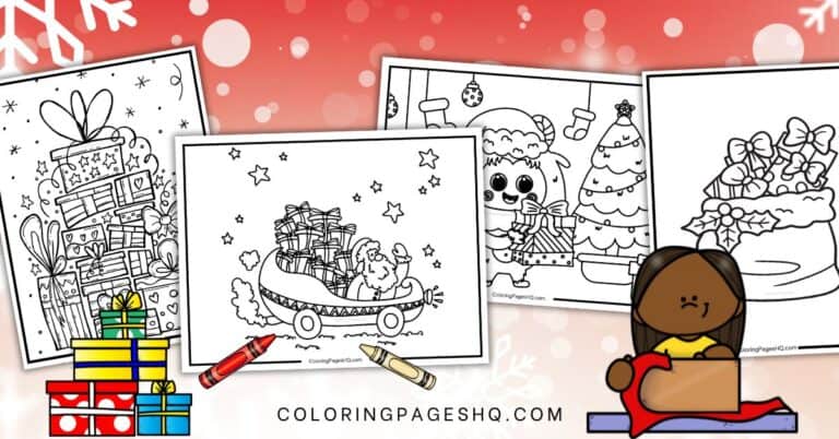 Christmas Gift Coloring Pages (Free PDF Printables) - Coloring Pages HQ