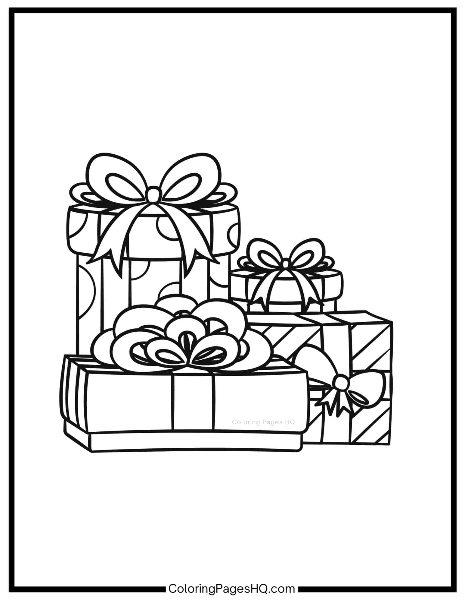 Christmas Gift Coloring Pages (Free PDF Printables) - Coloring Pages HQ