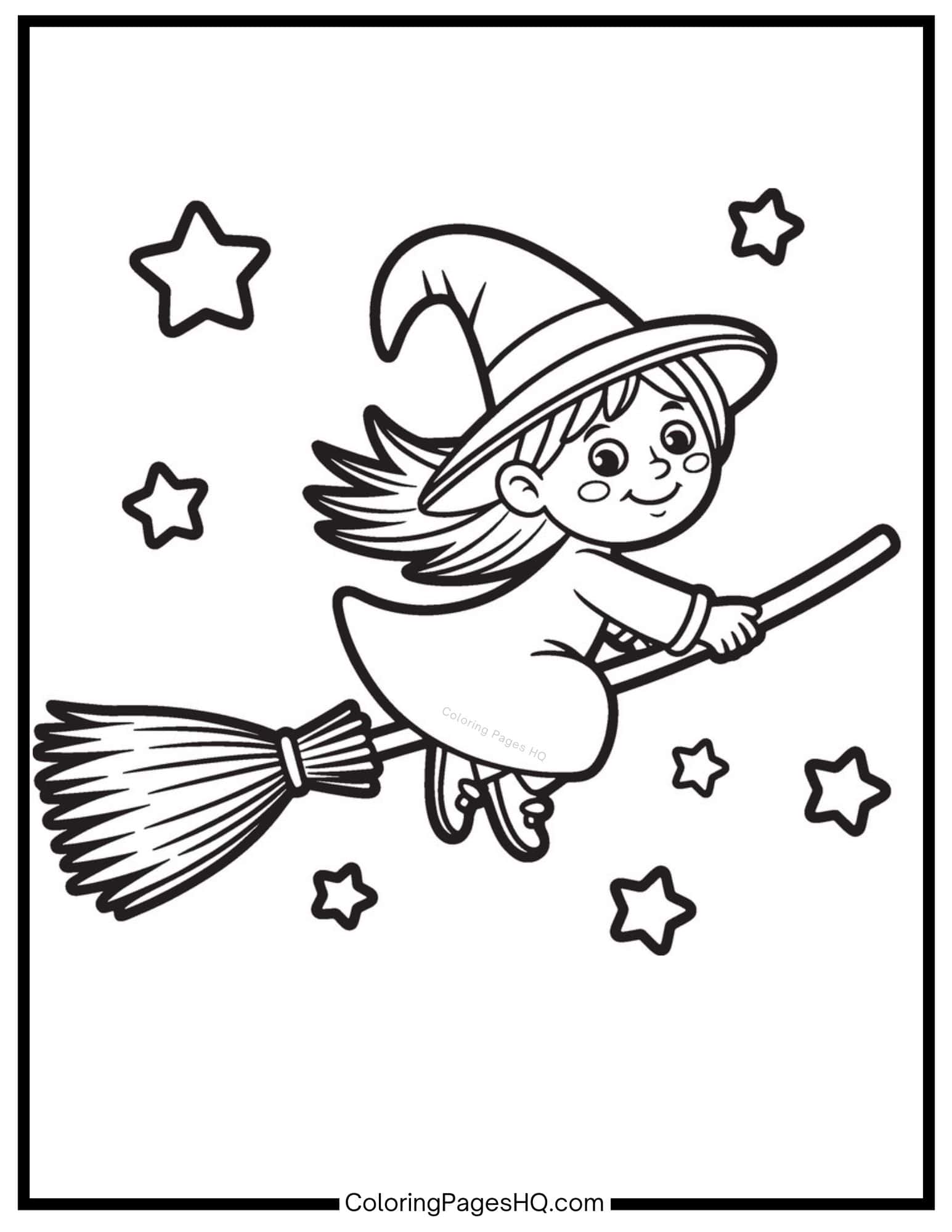 Cute Witch Coloring Pages (Free PDF Printables) - Coloring Pages HQ