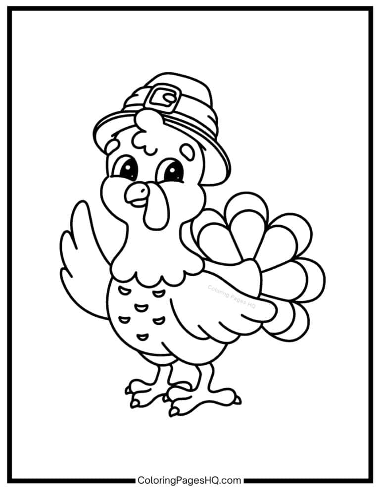 Cute Thanksgiving Turkey Coloring Pages (Free PDF Printables ...