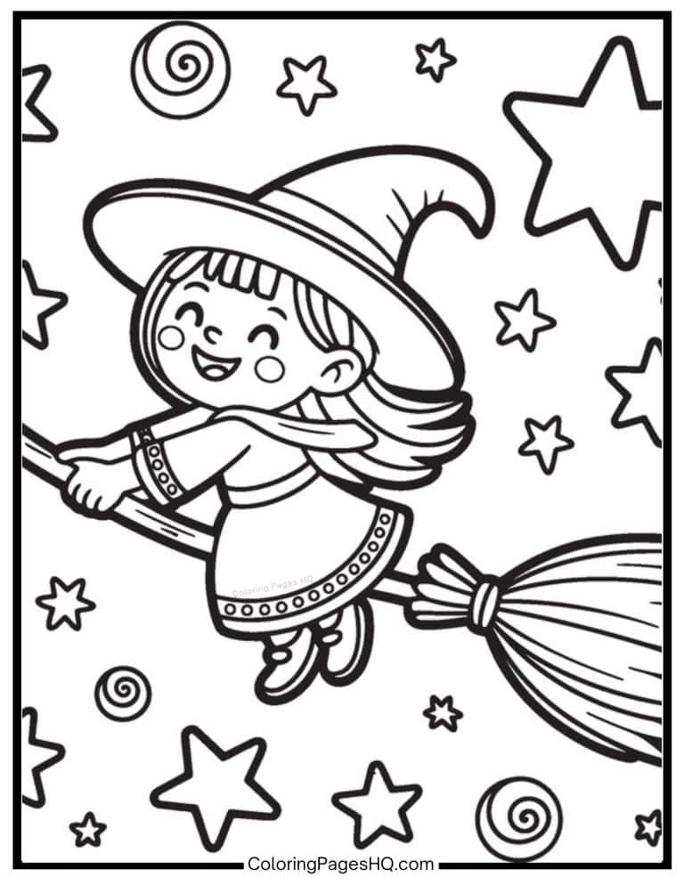 Cute Witch Coloring Pages (Free PDF Printables) - Coloring Pages HQ