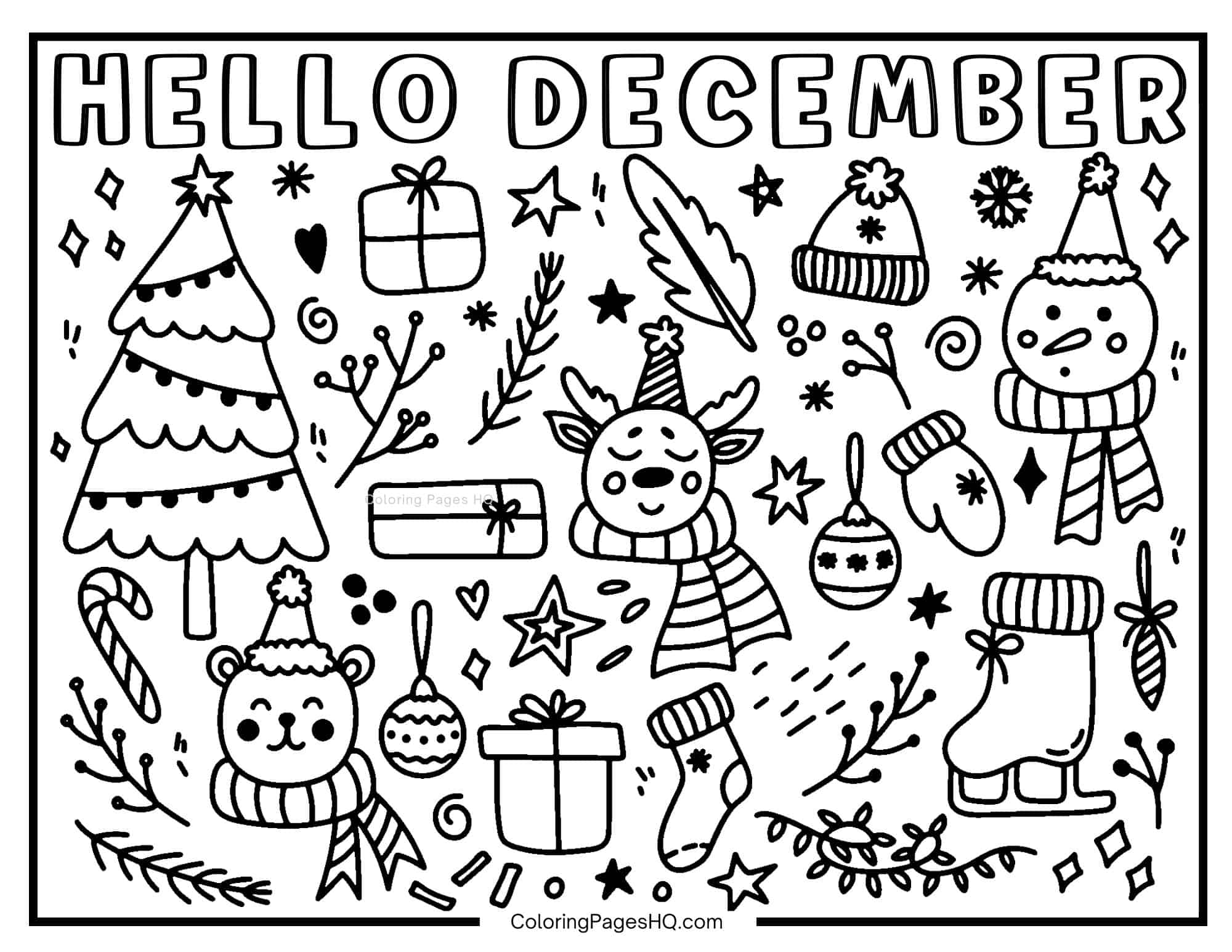 Cute December Coloring Pages (Free PDF Printables) - Coloring Pages HQ
