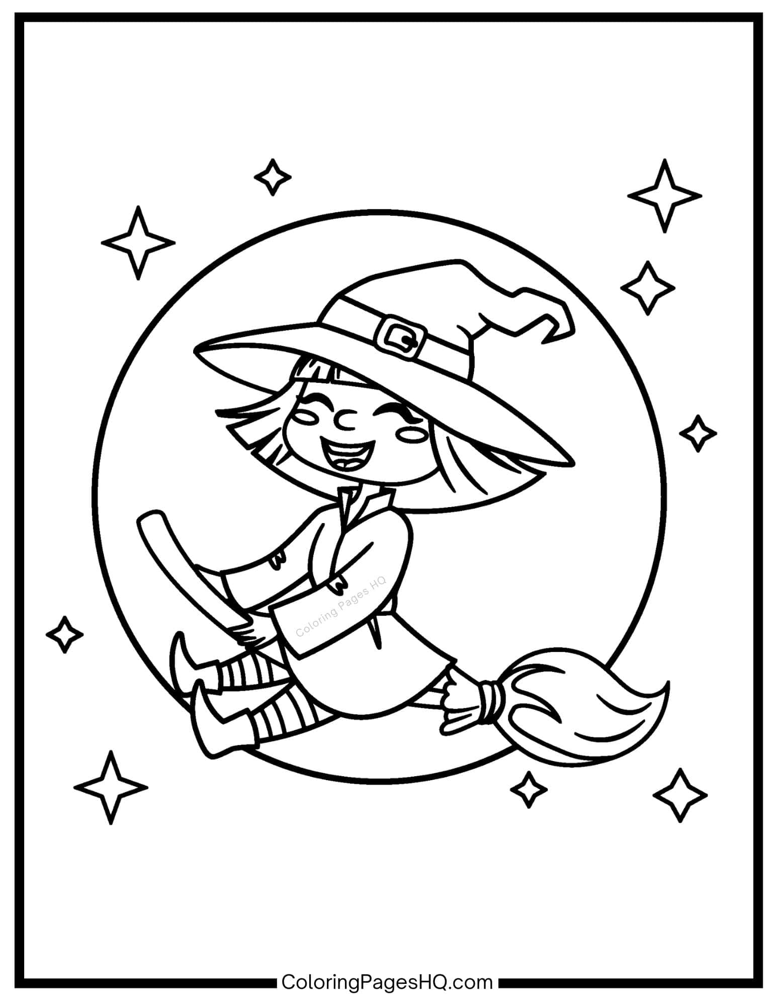 Cute Witch Coloring Pages (Free PDF Printables) - Coloring Pages HQ