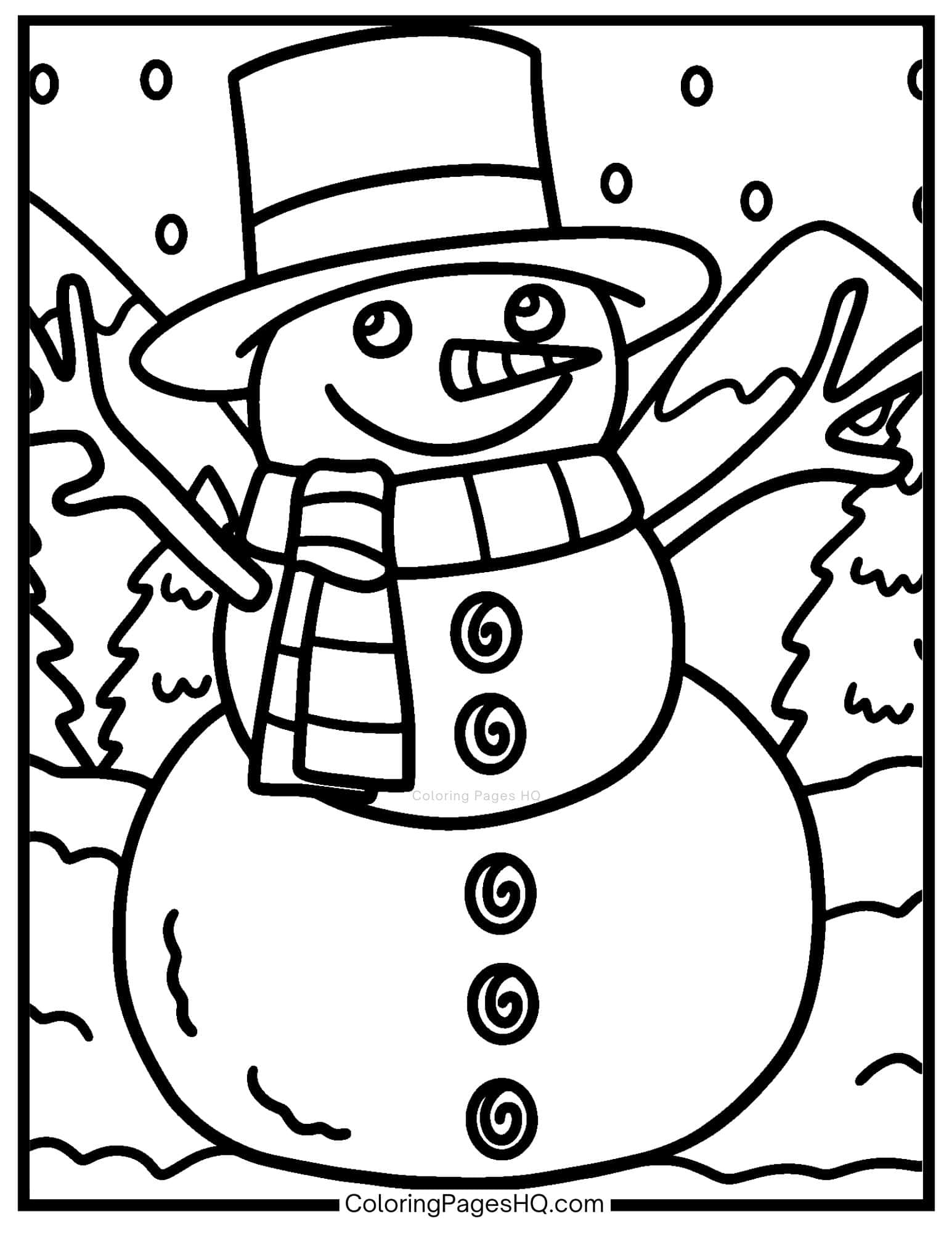 Snowman Coloring Pages (Free PDF Printables) - Coloring Pages HQ