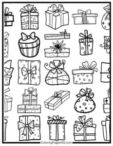 Christmas Gift Coloring Pages (Free PDF Printables) - Coloring Pages HQ
