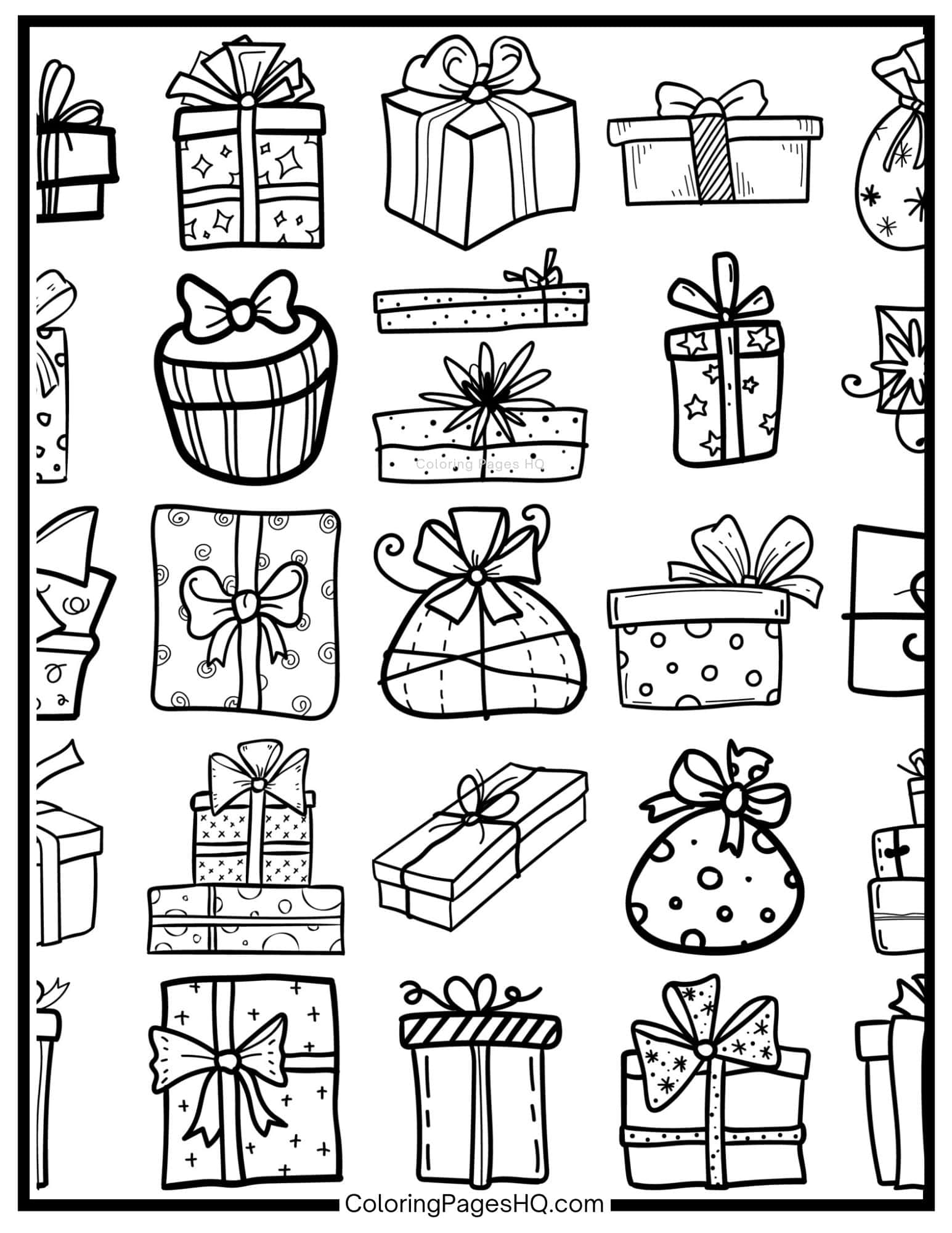 Christmas Gift Coloring Pages (Free PDF Printables) - Coloring Pages HQ