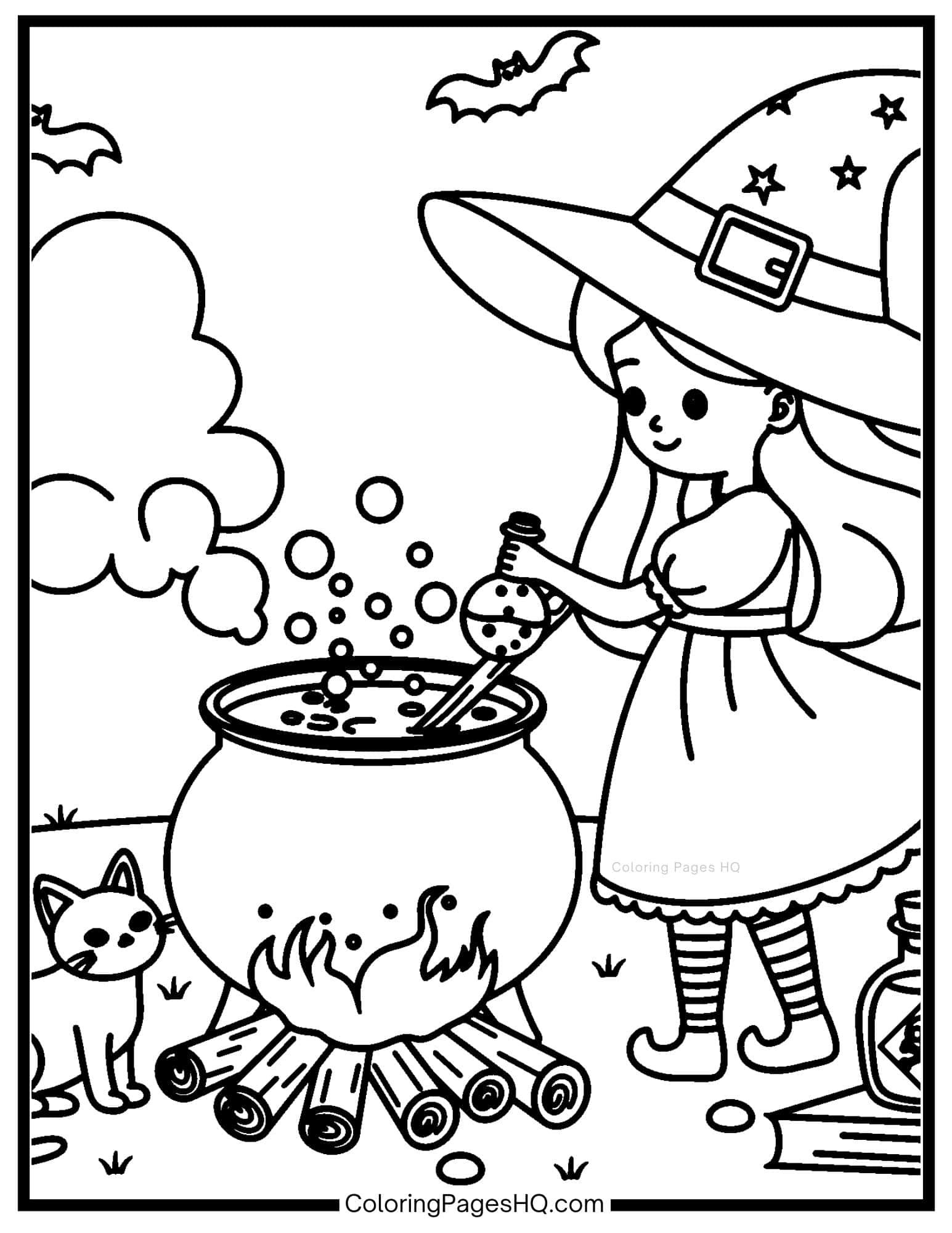 Cute Witch Coloring Pages (Free PDF Printables) - Coloring Pages HQ