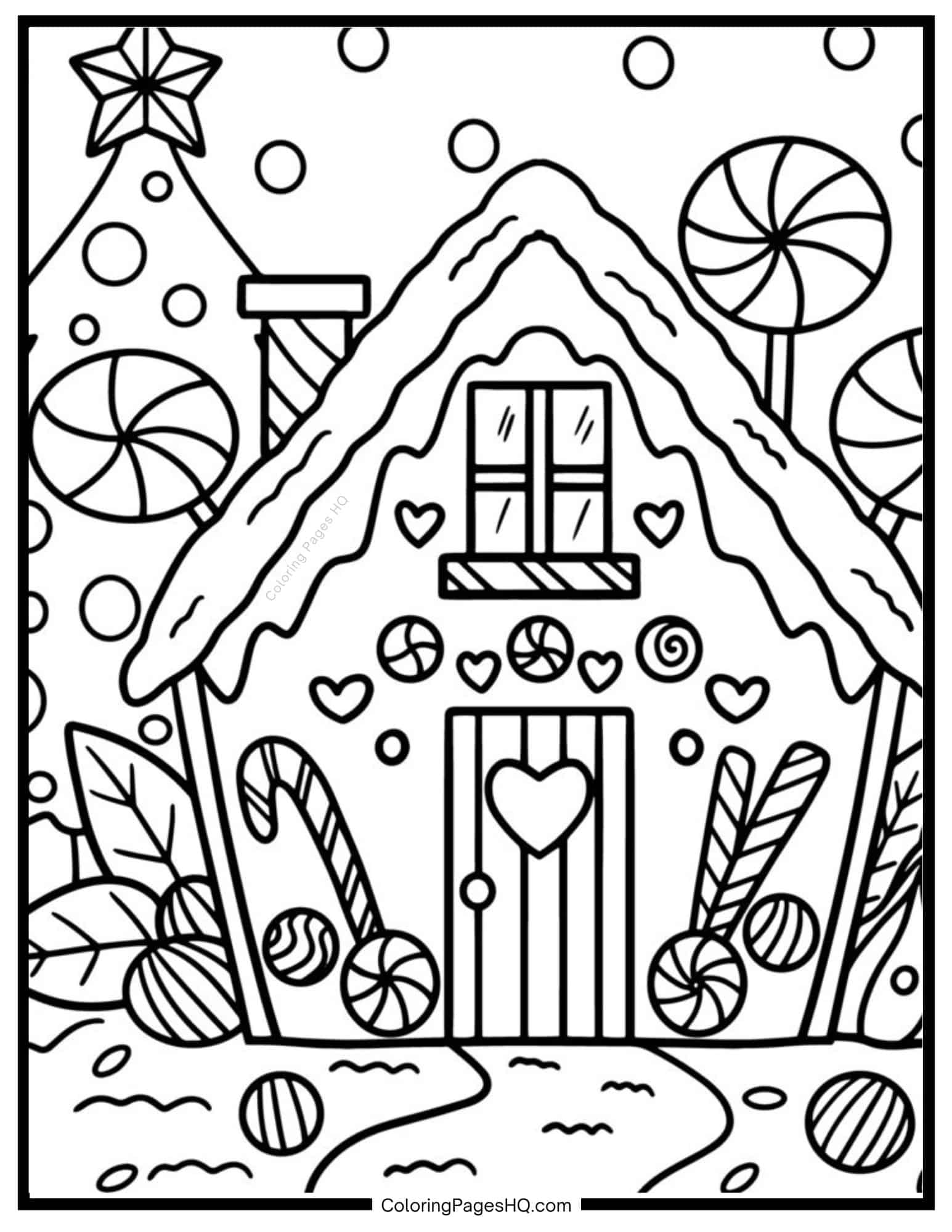 Cute Gingerbread House Coloring Pages (Free PDF Printables) - Coloring ...