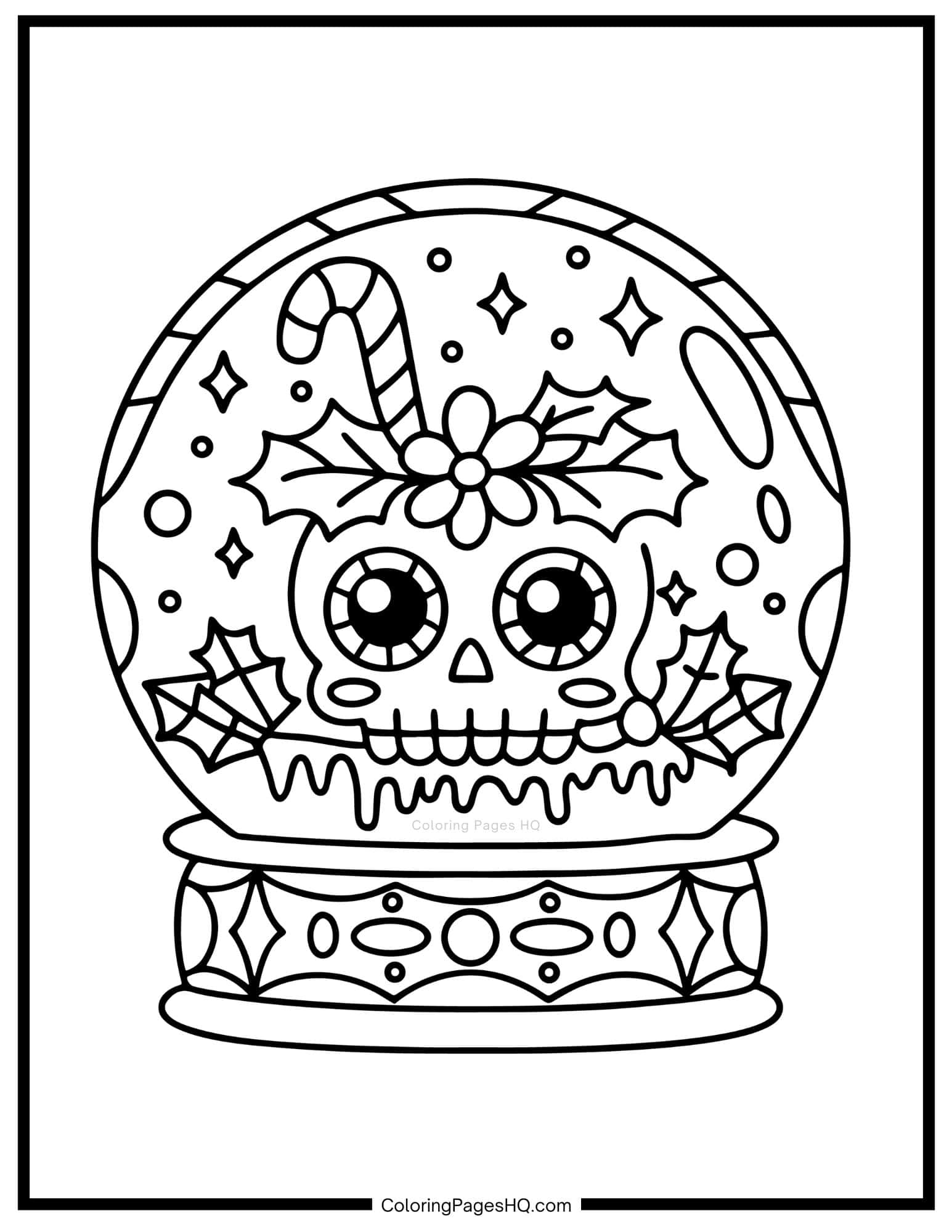Christmas Sugar Skull Snow Globe Coloring Pages (Free PDF Printables ...