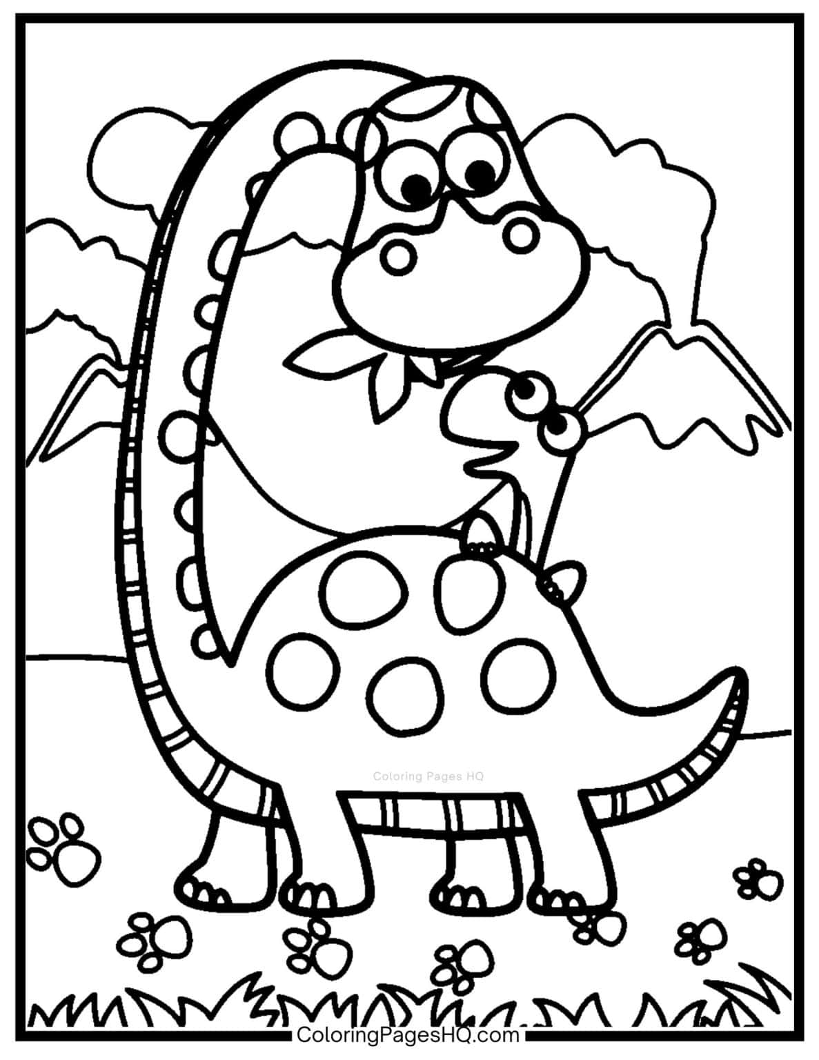 Cute Dinosaur Coloring Pages (Free PDF Printables) - Coloring Pages HQ