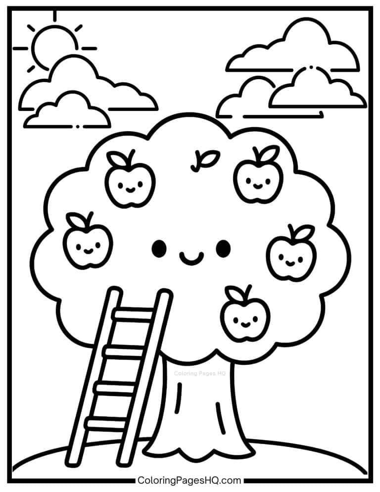 Cute Apple Coloring Pages (Free PDF Printables) - Coloring Pages HQ