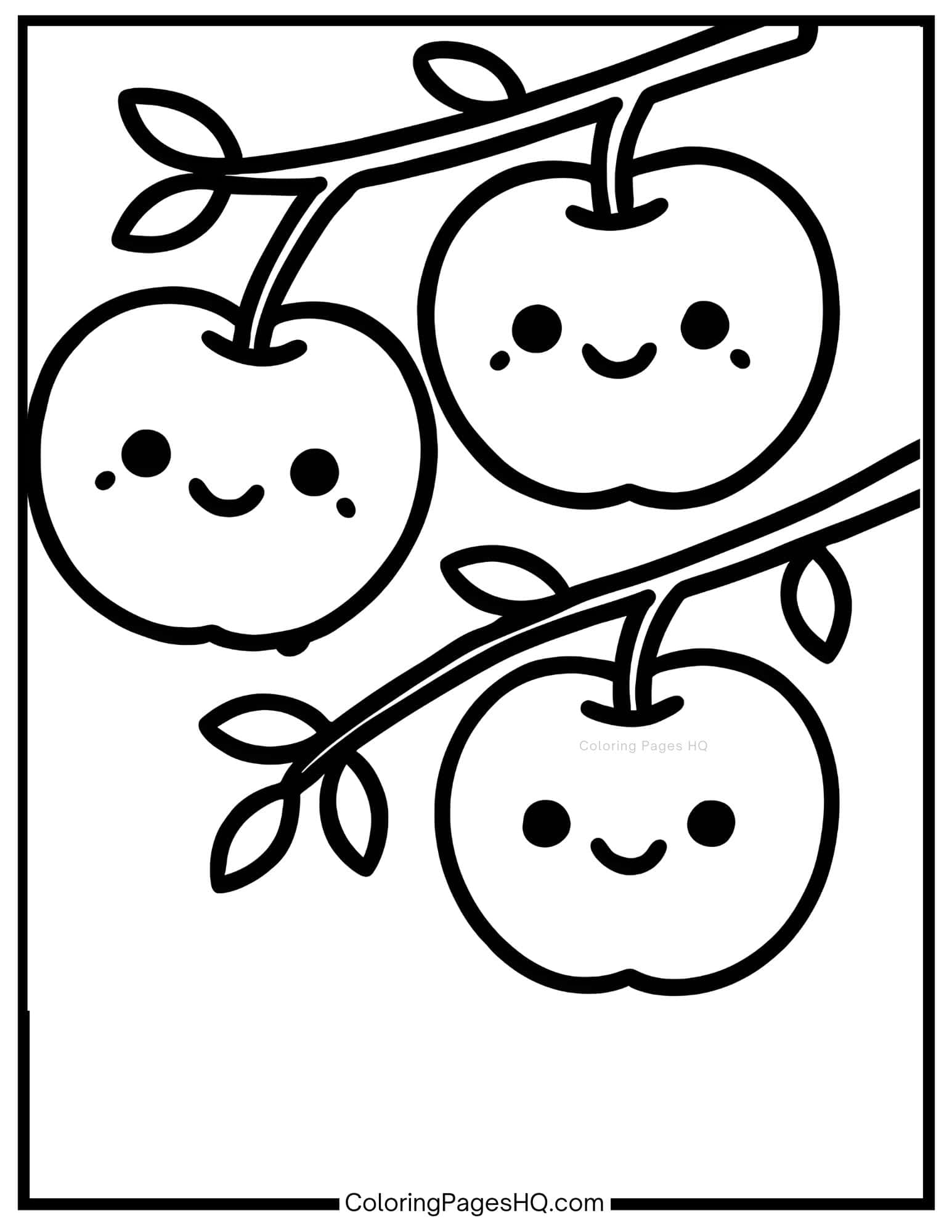 Cute Apple Coloring Pages (Free PDF Printables) - Coloring Pages HQ