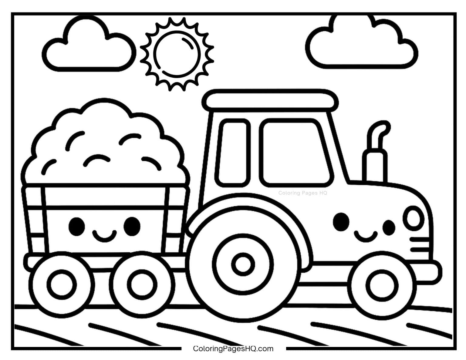 Easy to Color Autumn Hayride Coloring Pages (Free PDF Printables ...