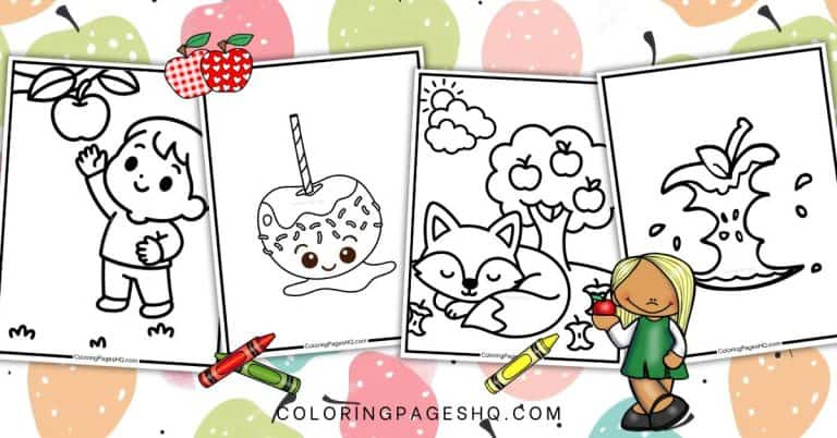 Cute Apple Coloring Pages (Free PDF Printables) - Coloring Pages HQ