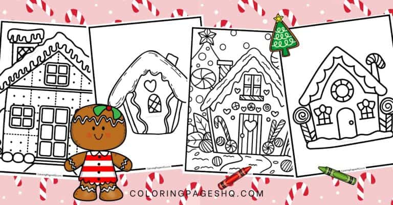 Cute Gingerbread House Coloring Pages (Free PDF Printables) - Coloring ...