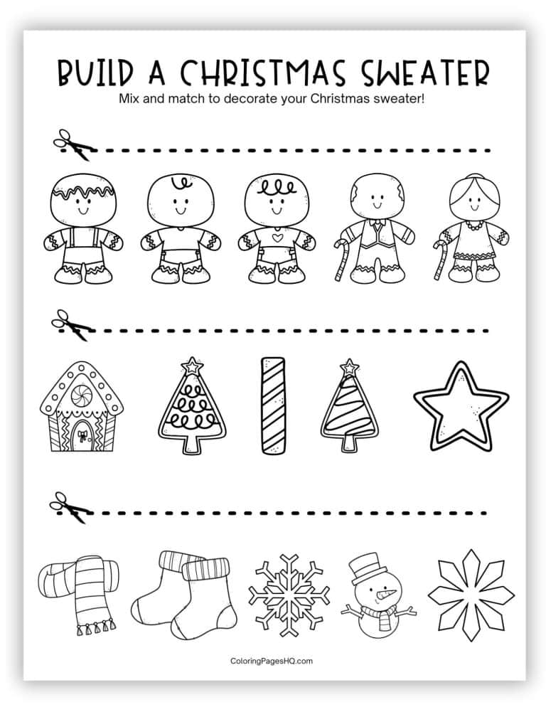 Build a Christmas Sweater Coloring Pages Activity (Free PDF Printables ...