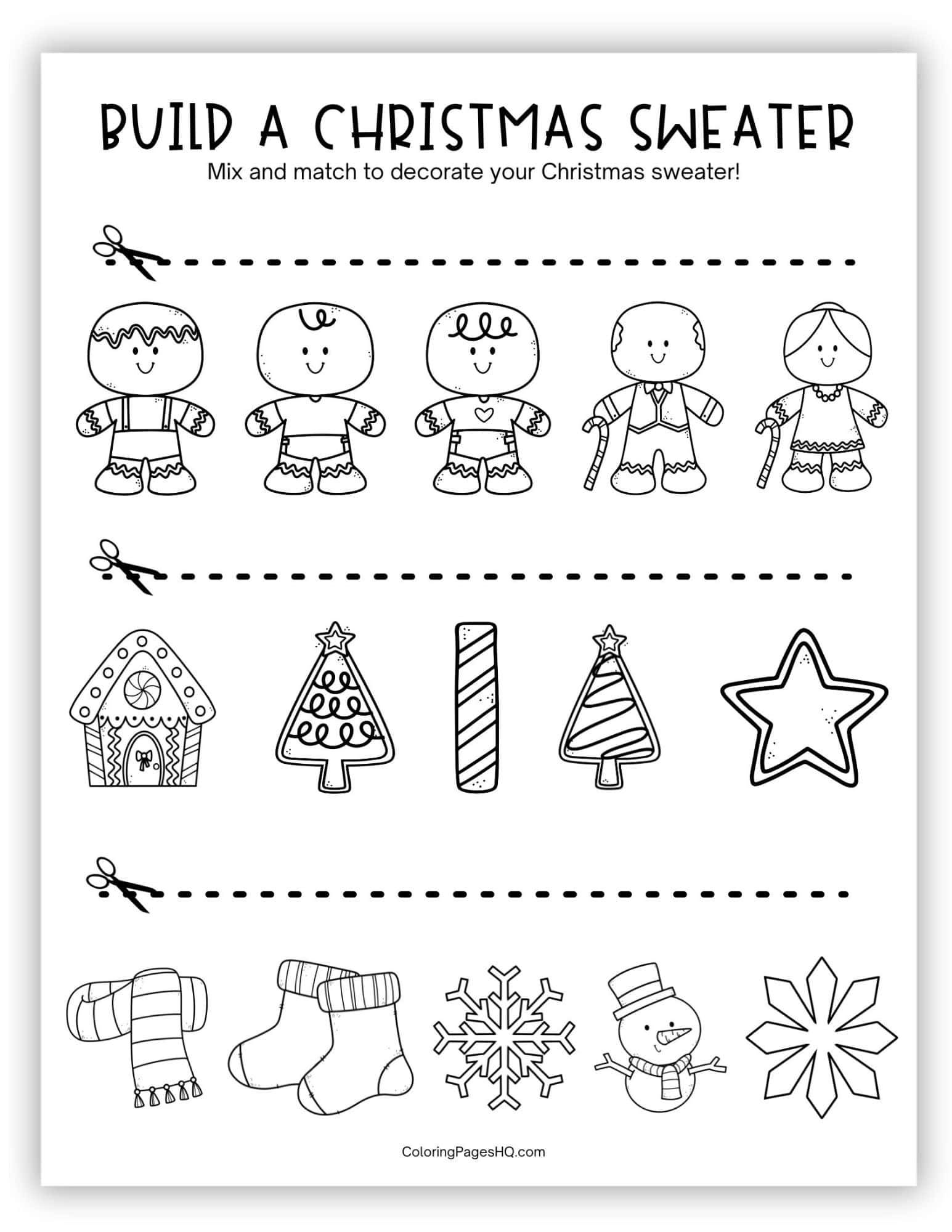 Build a Christmas Sweater Coloring Pages Activity (Free PDF Printables ...