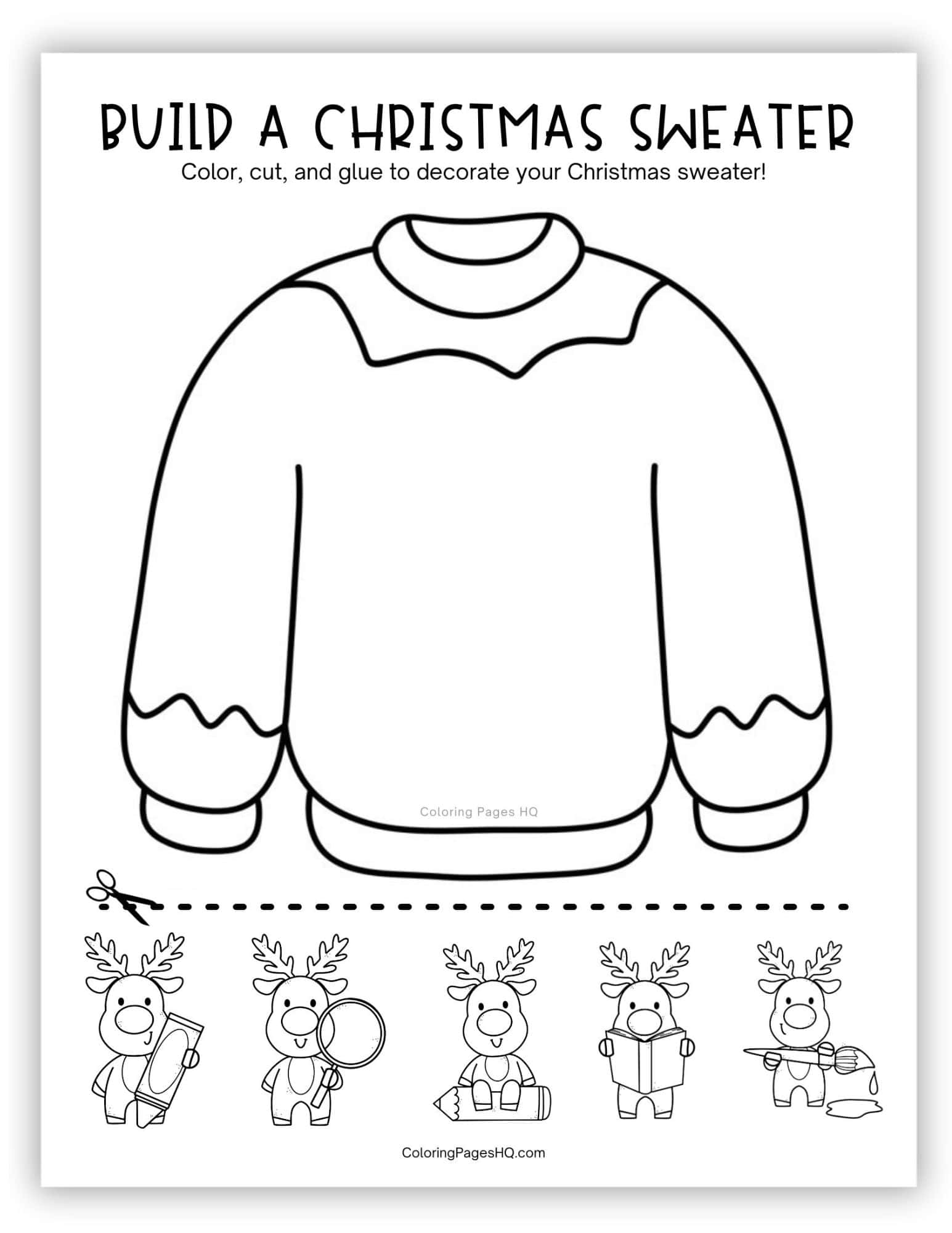 Build a Christmas Sweater Coloring Pages Activity (Free PDF Printables ...