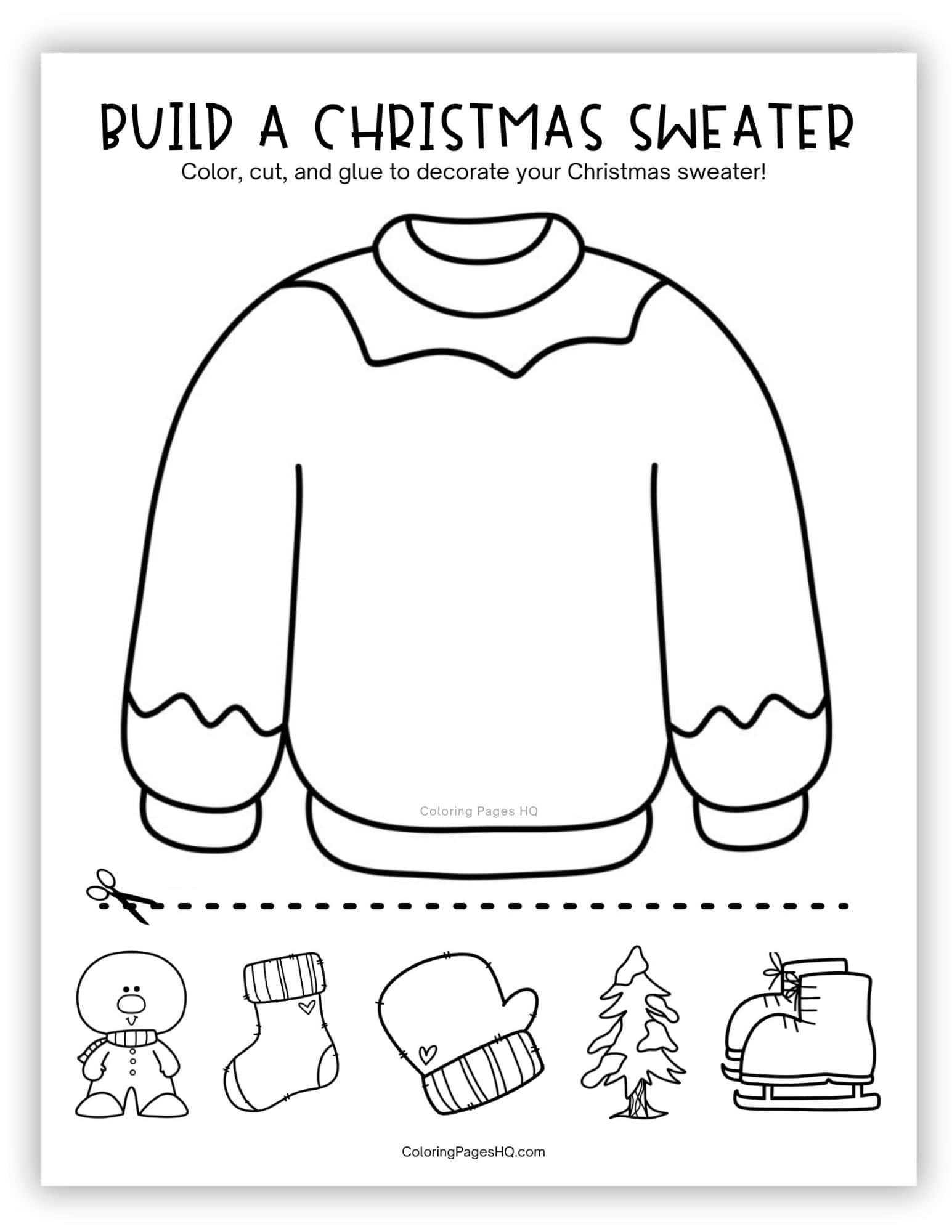 Build a Christmas Sweater Coloring Pages Activity (Free PDF Printables ...